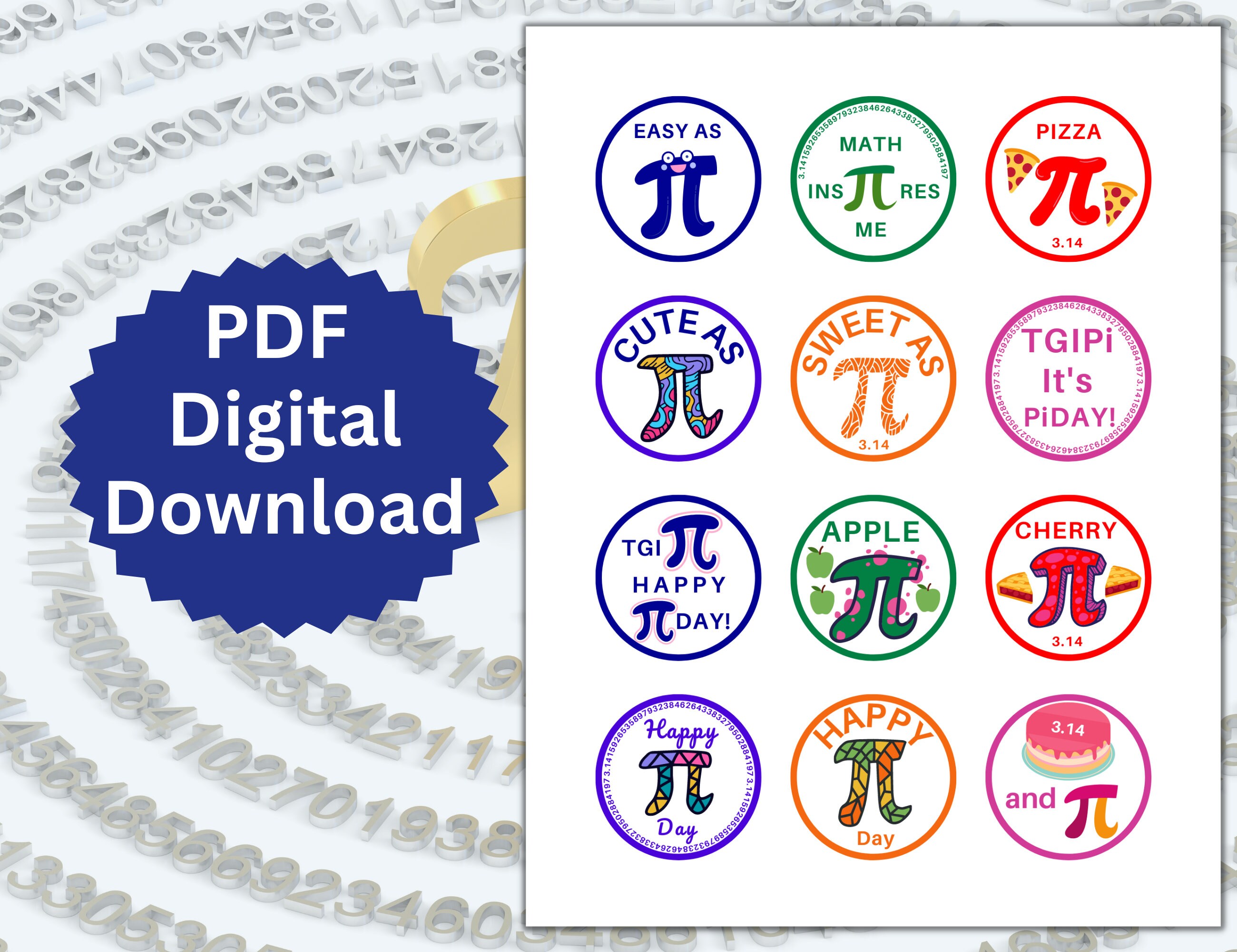 Pi Day Cupcake Toppers Printable, Pi Day Party Favors - Etsy