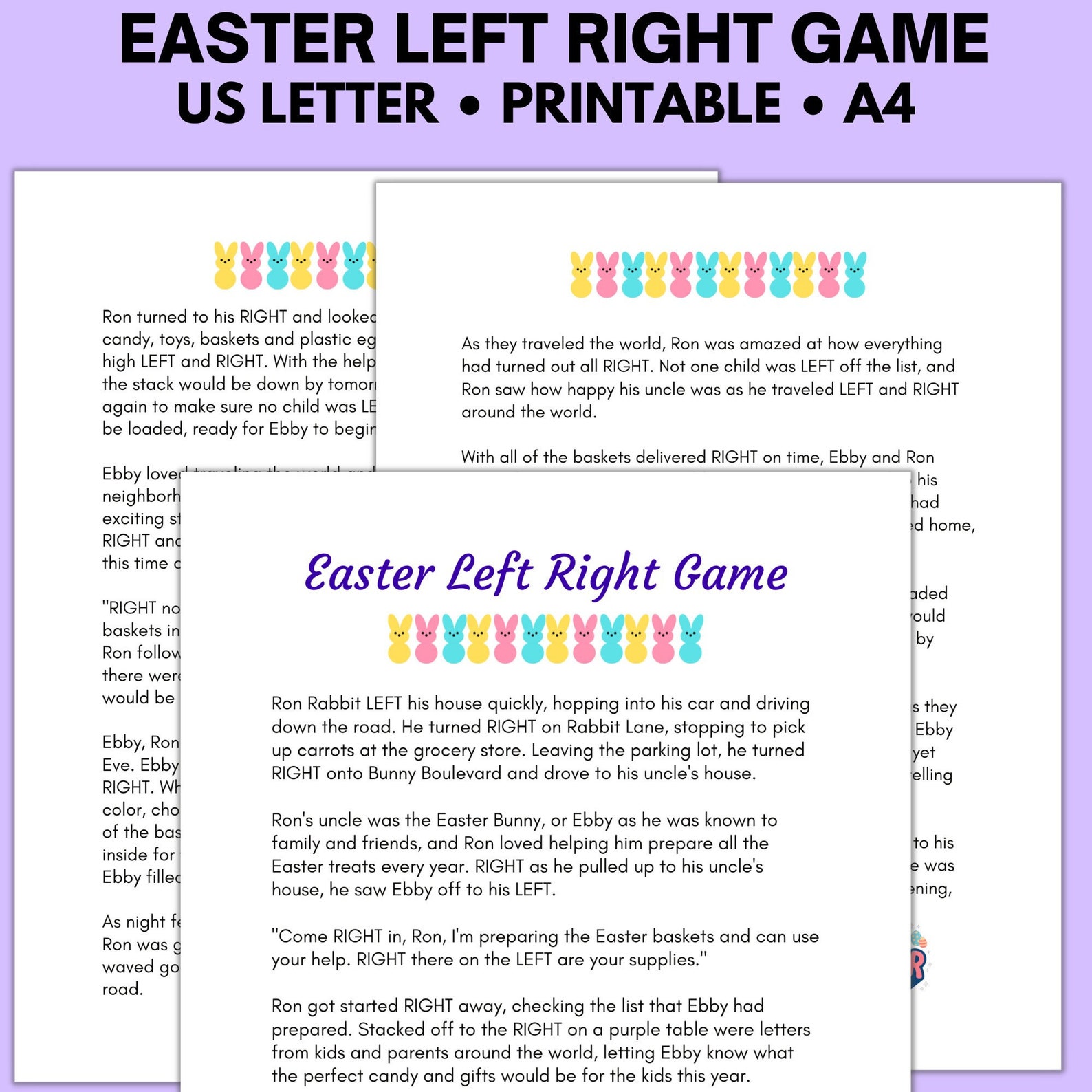 Easter Left Right Game, Pass the Gift Game, Pass the Prize Game, Right ...