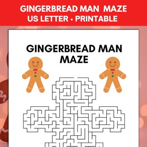 Gingerbread Man Maze, Maze Printables, Gingerbread Day Games, Printable ...