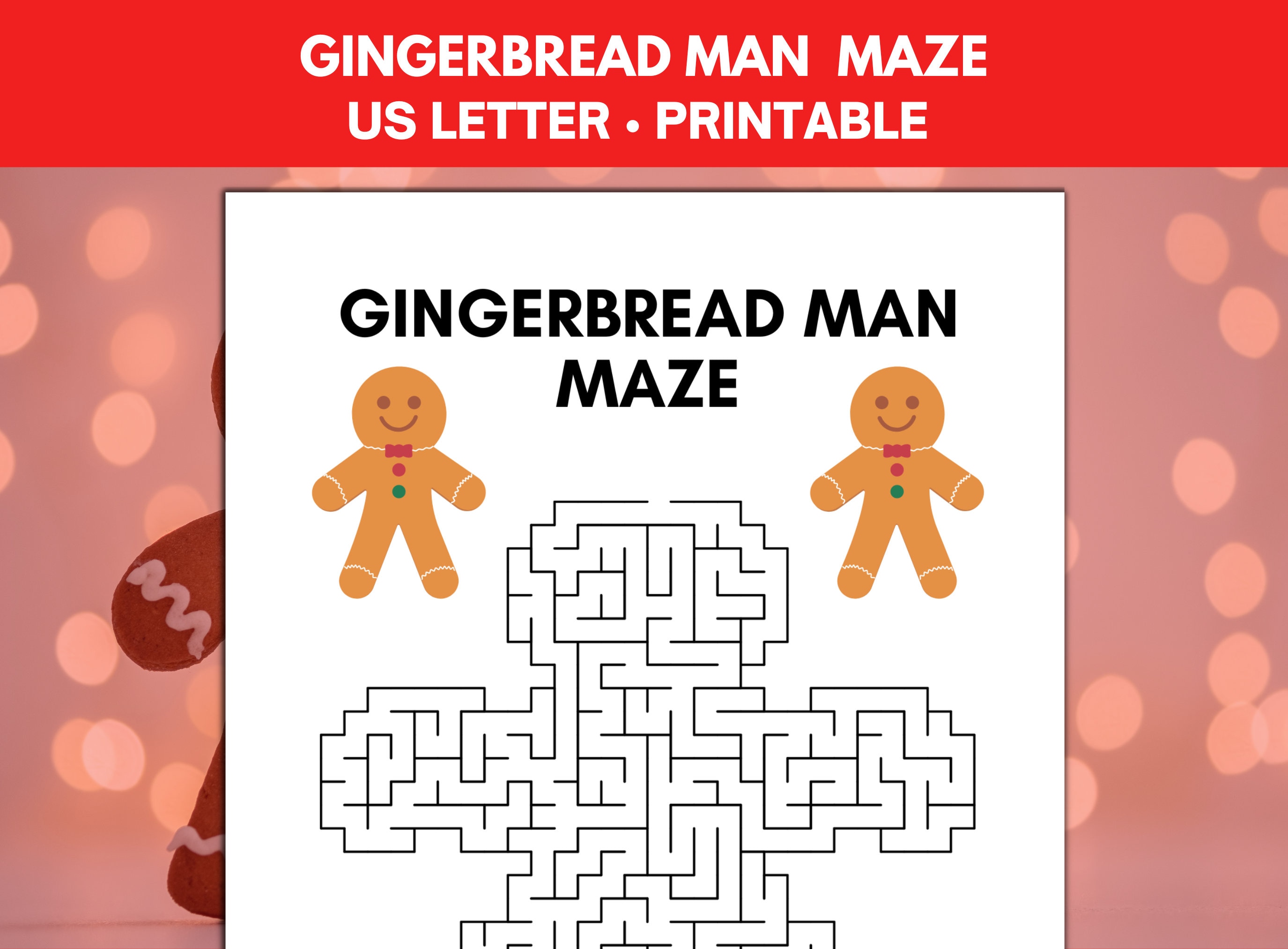 Gingerbread Man Maze, Maze Printables, Gingerbread Day Games, Printable ...