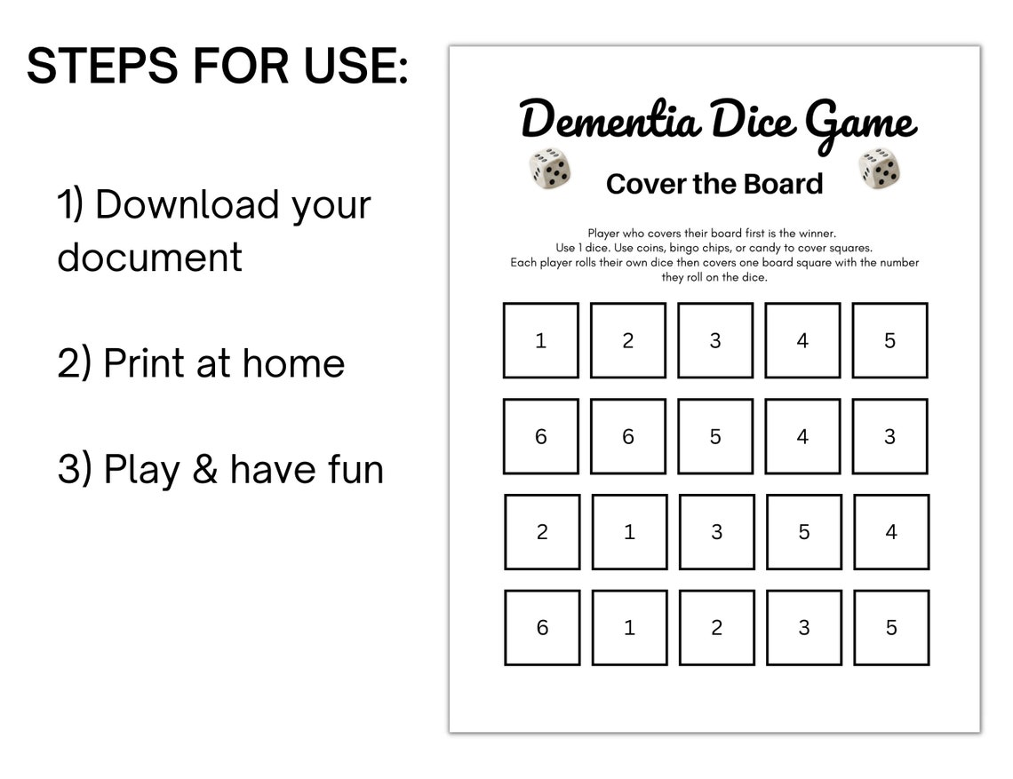 Dementia Dice Game, Candy Dice Game, Dice Game Printable, Ice Breaker ...