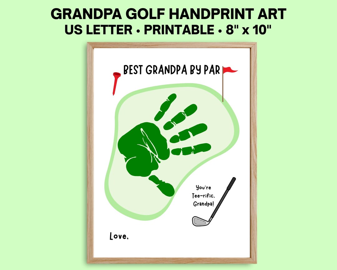 Grandpa Golf Handprint Art, Best Grandpa by Par, Grandpa Handprint ...