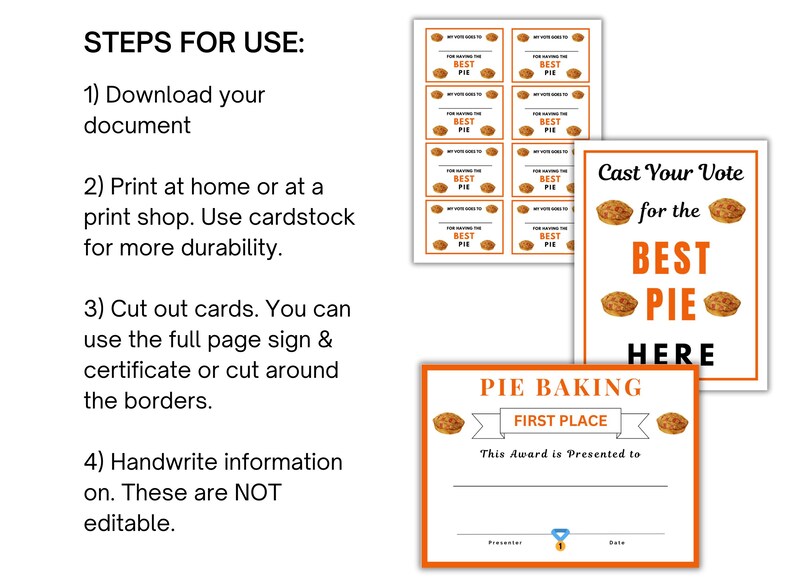 Pie Baking Contest Kit, Pie Competition, Pie Contest Awards ...
