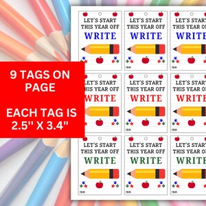 Pencil Gift Tag for Back to School, Teacher Pencil Tag for Students ...