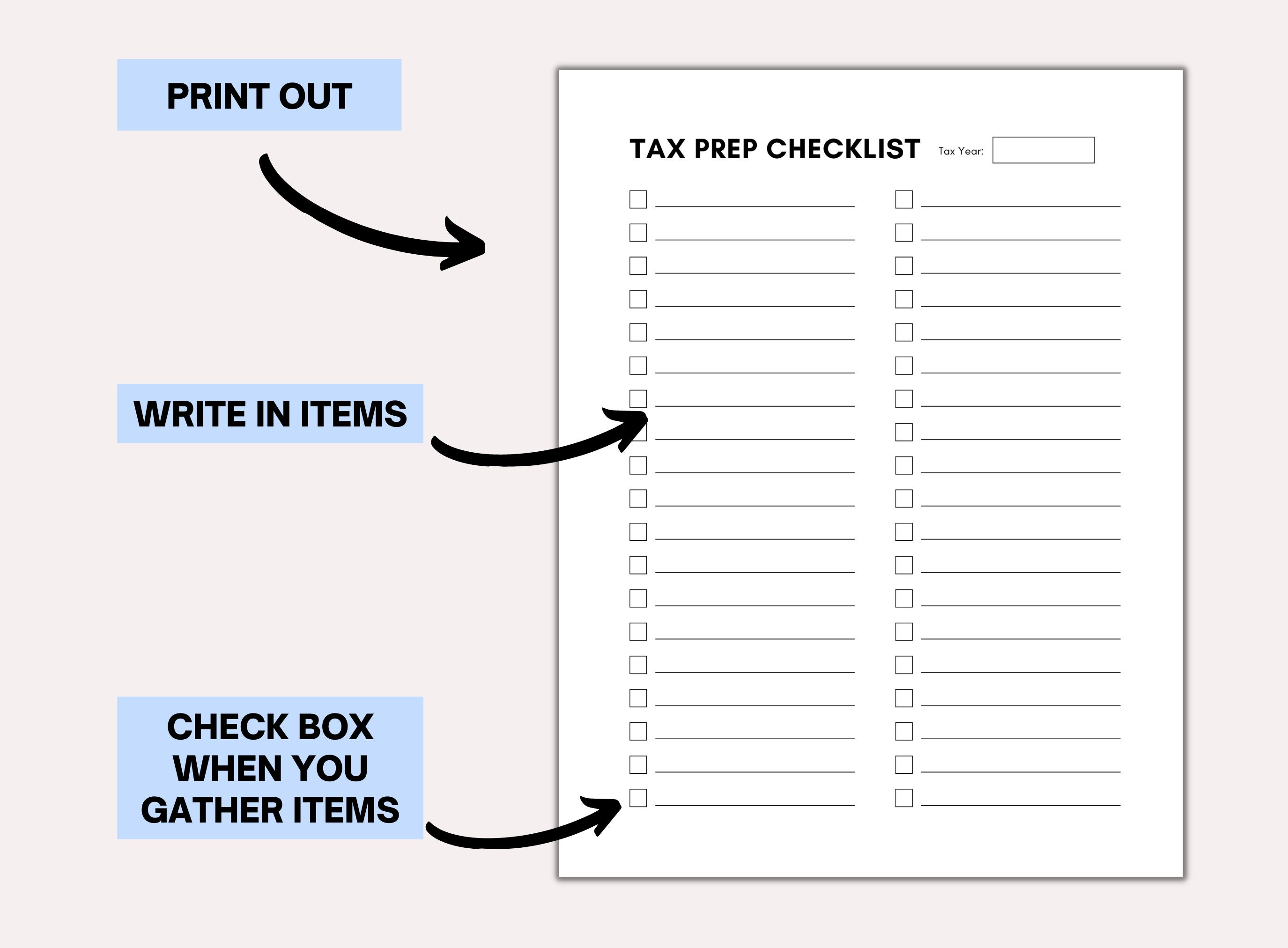 Tax Prep Checklist, Tax Checklist, Tax Organizer, Tax Preparation, Tax ...