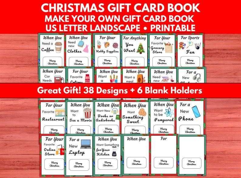 Printable Gift Card Book for Christmas, Christmas Gift Card Holders ...