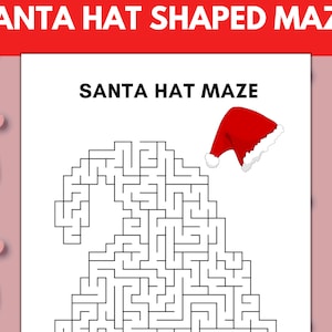 Santa Hat Maze, Maze Printables, Printable Christmas Games, Christmas ...