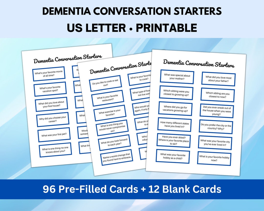 Dementia Conversation Starters, Conversation Cards, Ice Breaker Games ...