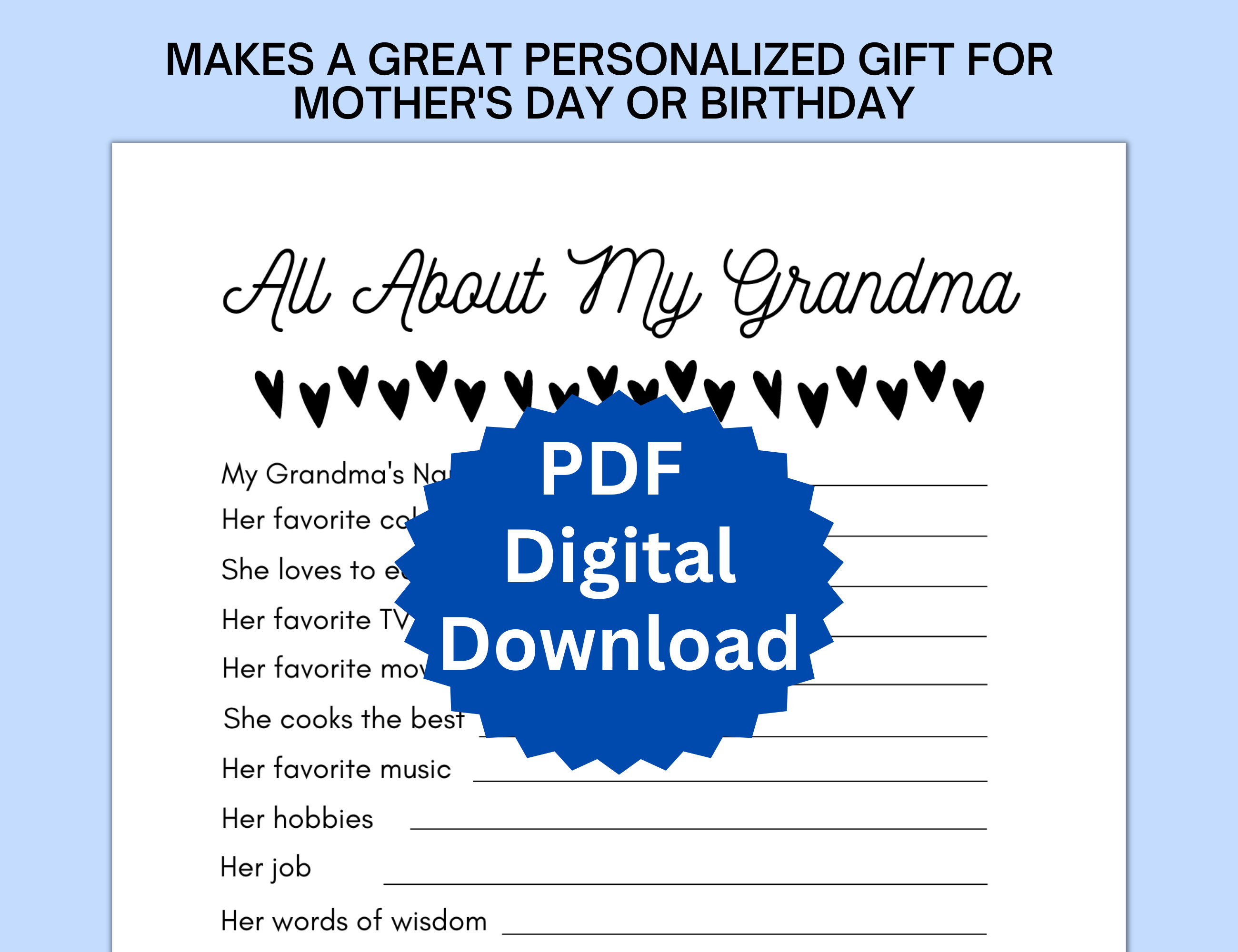 All About My Grandma, Who Knows Grandma Best, Mother's Day and Birthday ...