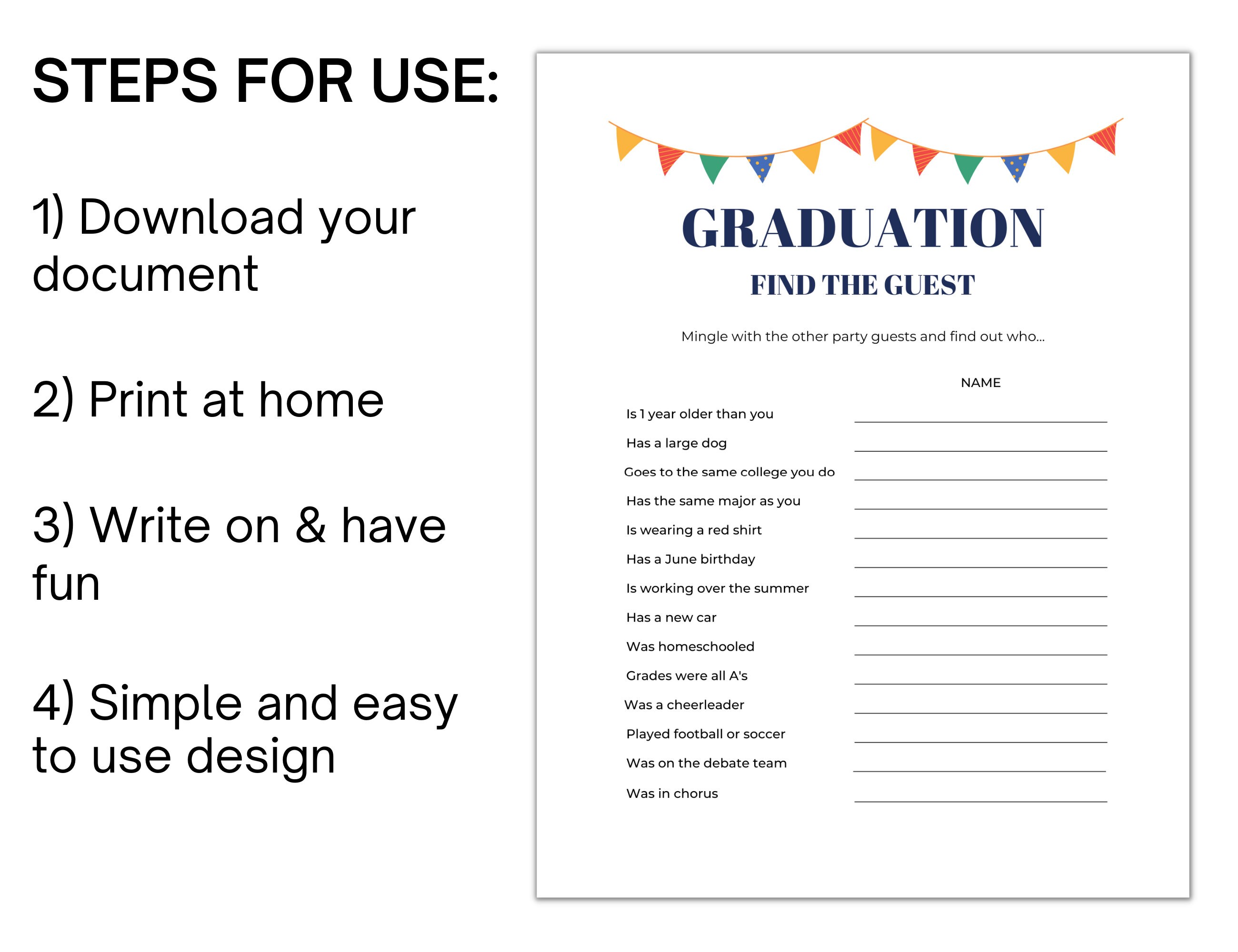 Graduation Find the Guest Game, Find Someone Who, Ice Breaker Games ...