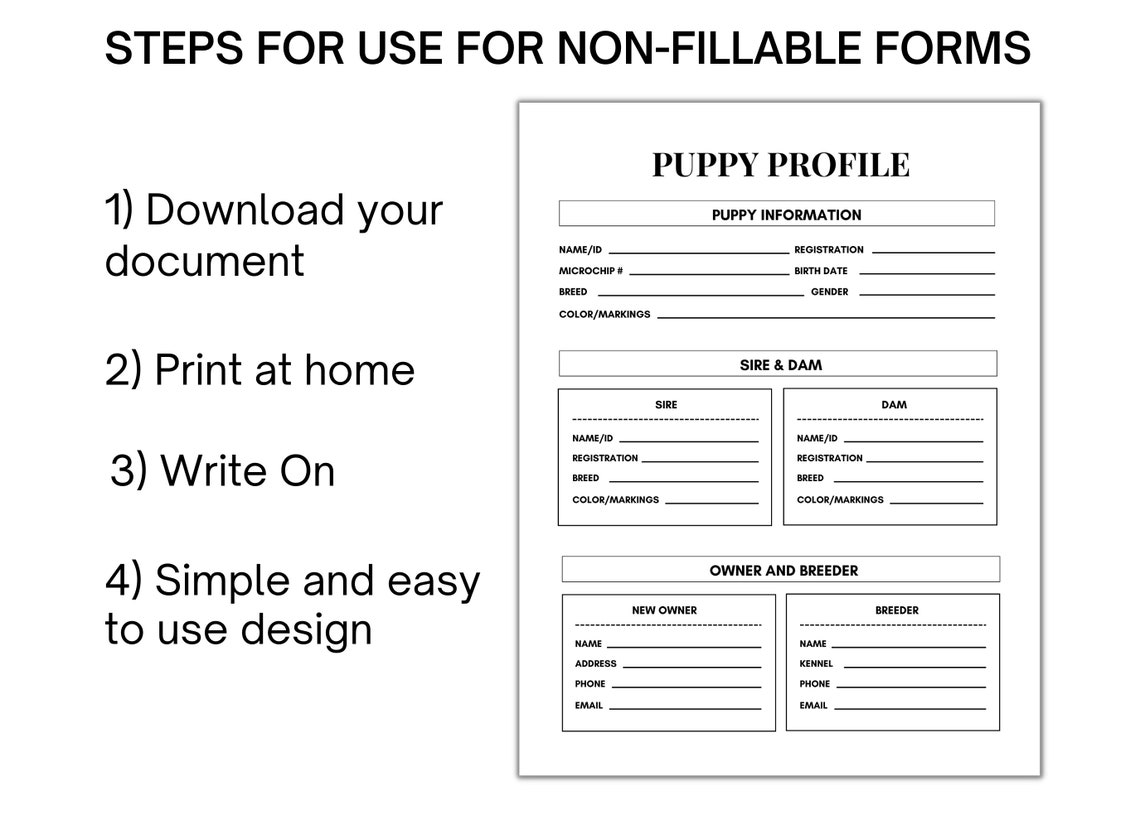 Breeder Puppy Pack, Breeder Forms, Puppy Shot Record, Puppy Birth ...