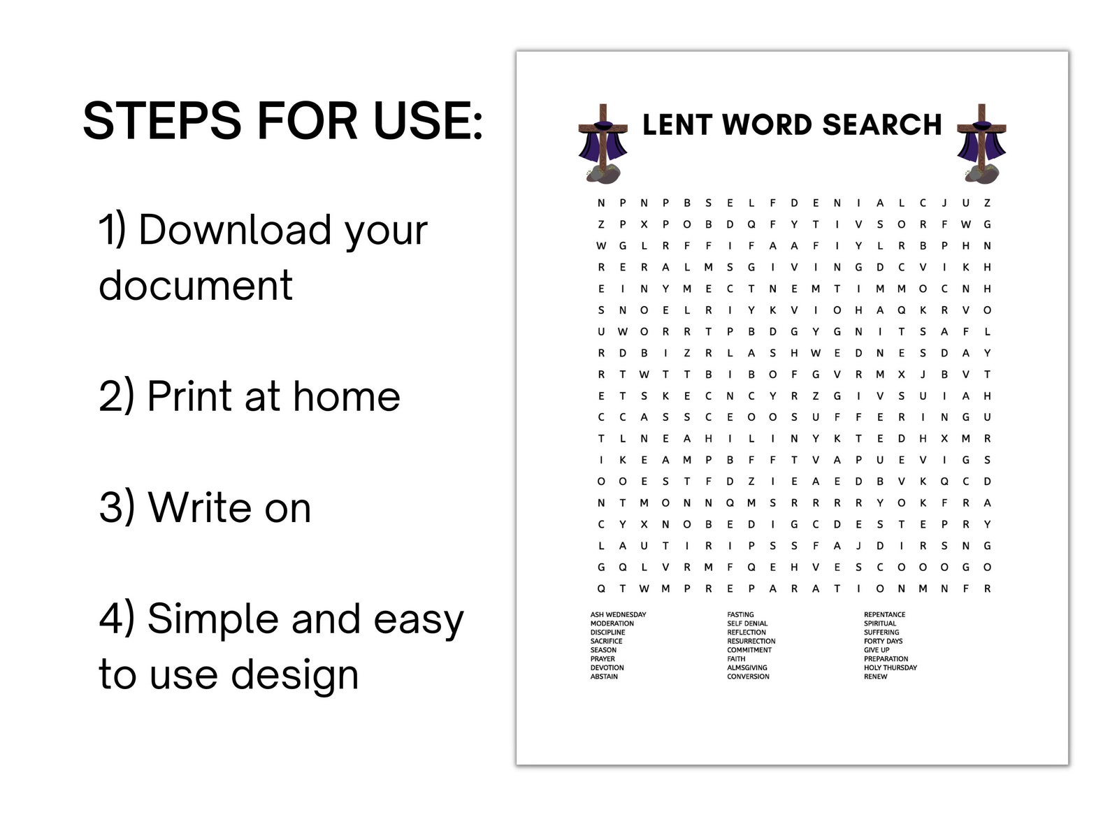 Lent Word Search Puzzle, Lent Games and Activities, Christian Games - Etsy