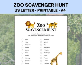 Zoo Day Scavenger Hunt Printable Game for Kids and Adults - Etsy
