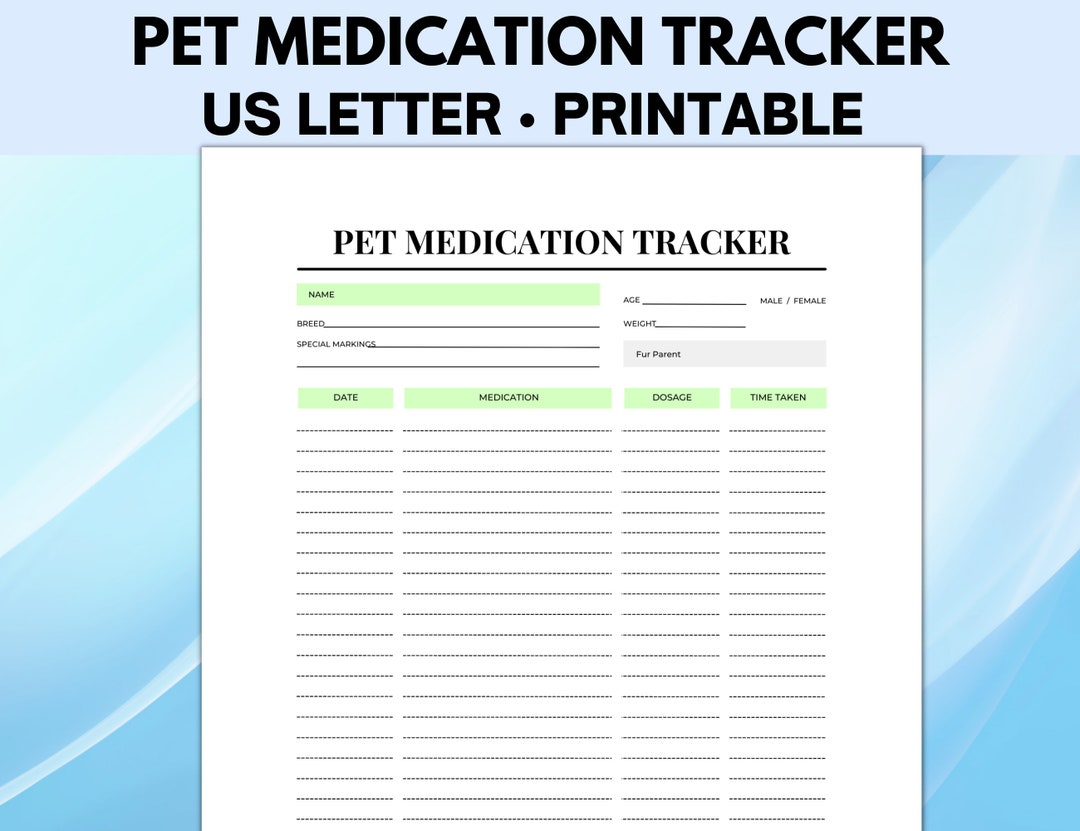 Pet Medication Tracker to Track Cat and Dog Medicine, Pet Medication ...