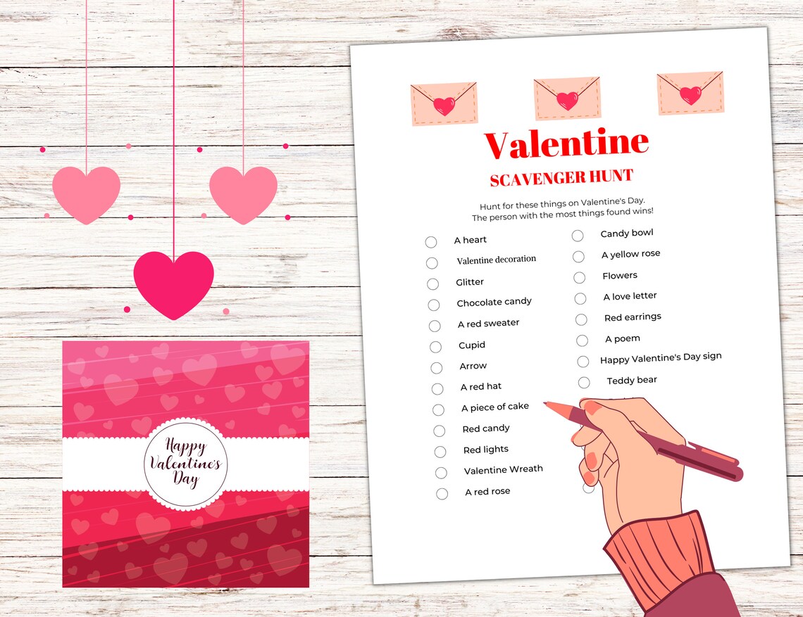 Valentine Scavenger Hunt, Valentine Party Game, Valentine's Day Game ...