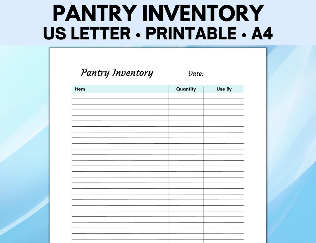 Pantry Inventory Sheet Printable for Food and Kitchen Inventory - Etsy