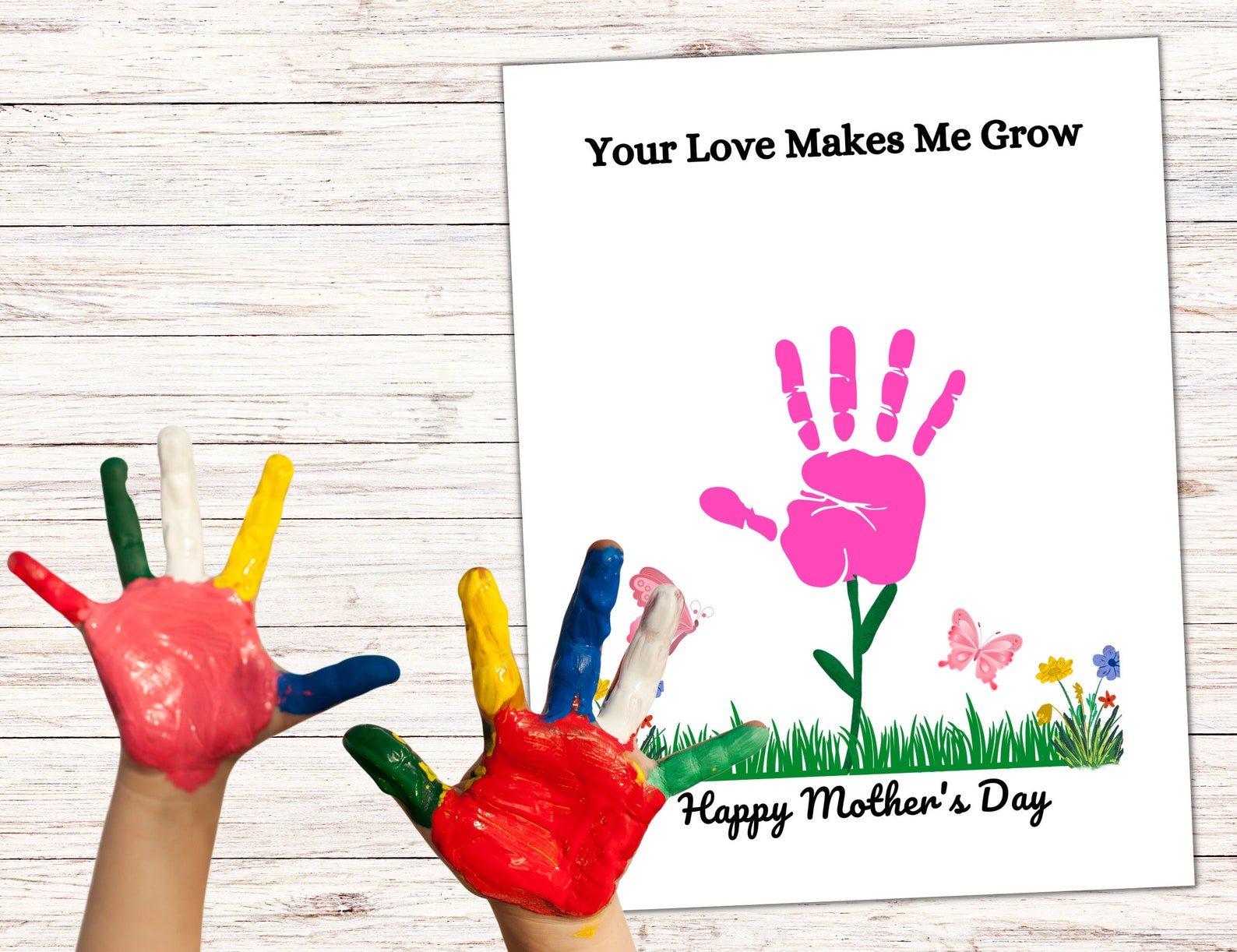Mother's Day Handprint Printable, Fingerprint Art, Handprint Art ...