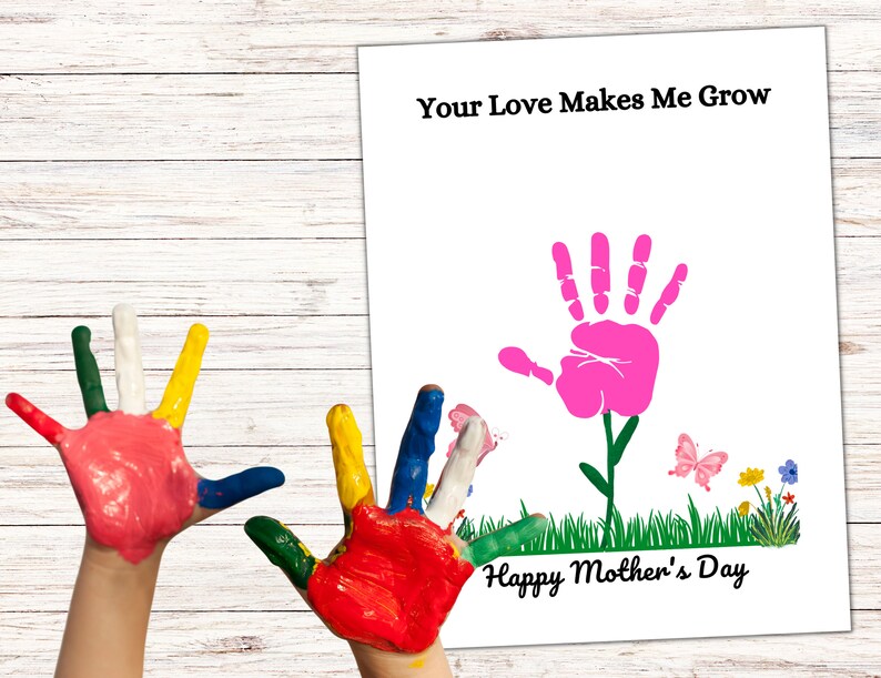Mother's Day Handprint Printable, Fingerprint Art, Handprint Art ...