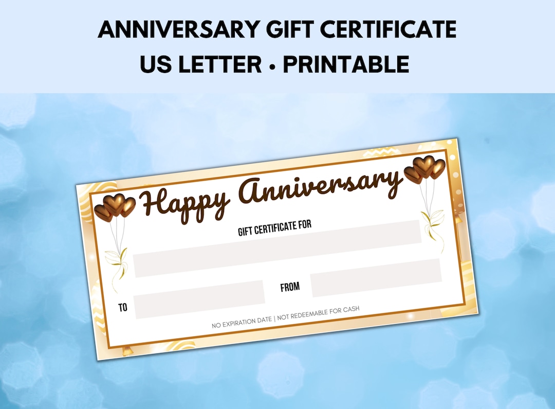 Printable Anniversary Gift Certificate, Anniversary Coupons, Gift ...