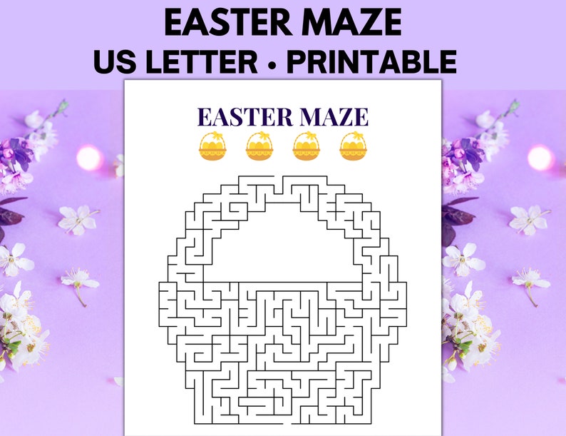Easter Basket Maze Printable Easter Games - Etsy