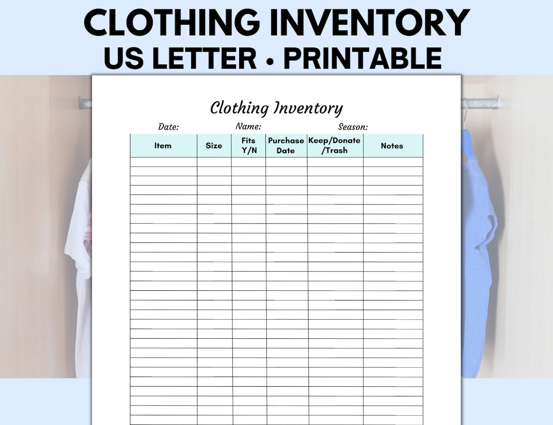 Clothing Inventory Template Sheet, Apparel Inventory Tracker, Clothing ...