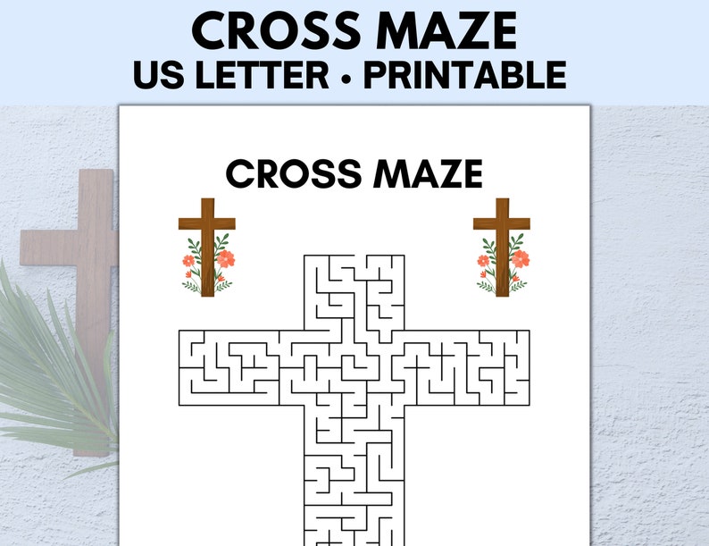 Cross Maze Printable, Lent Mazes and Games, Sunday School Games, Bible ...