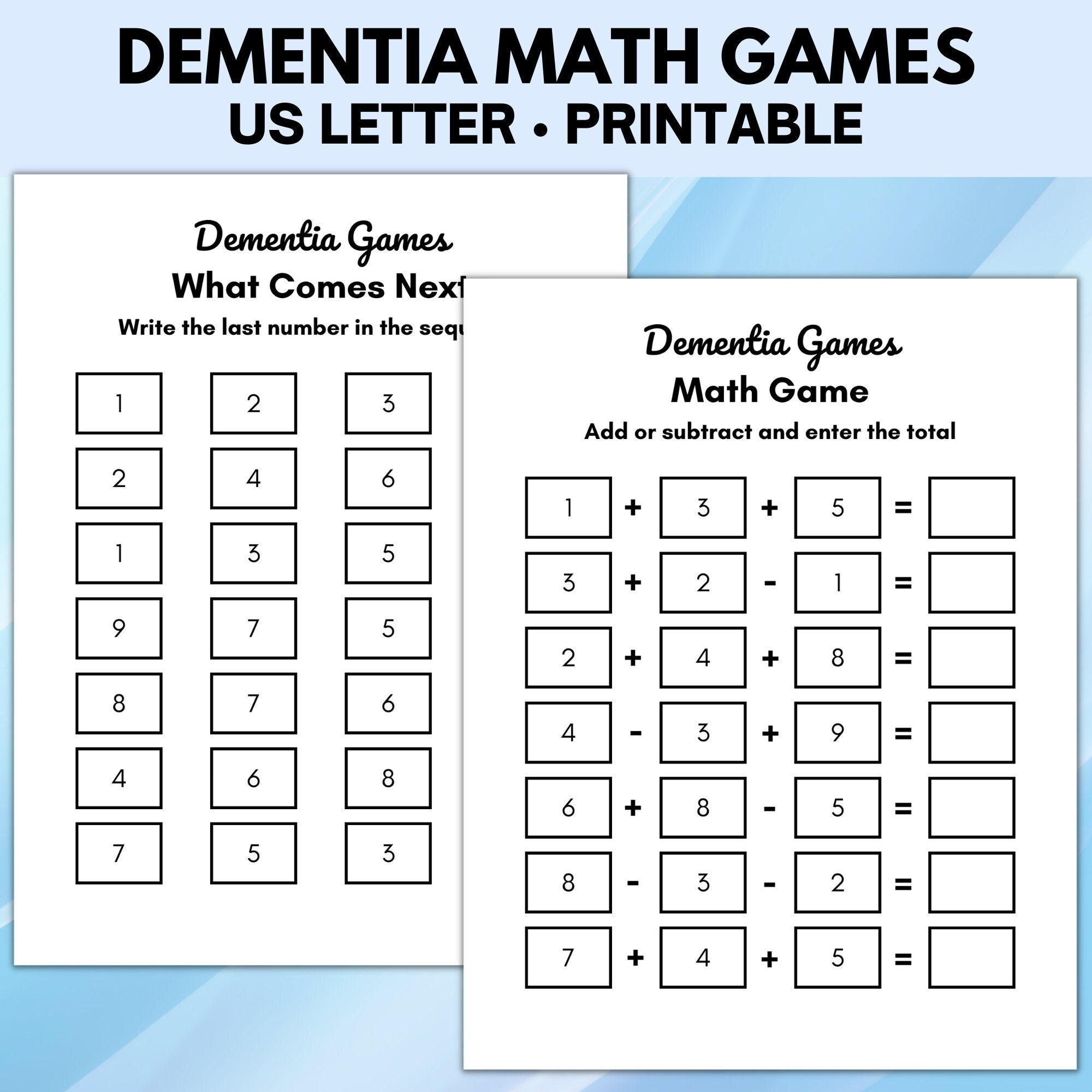 Dementia Math Games, Dementia Activities, Dementia Games, Dementia ...