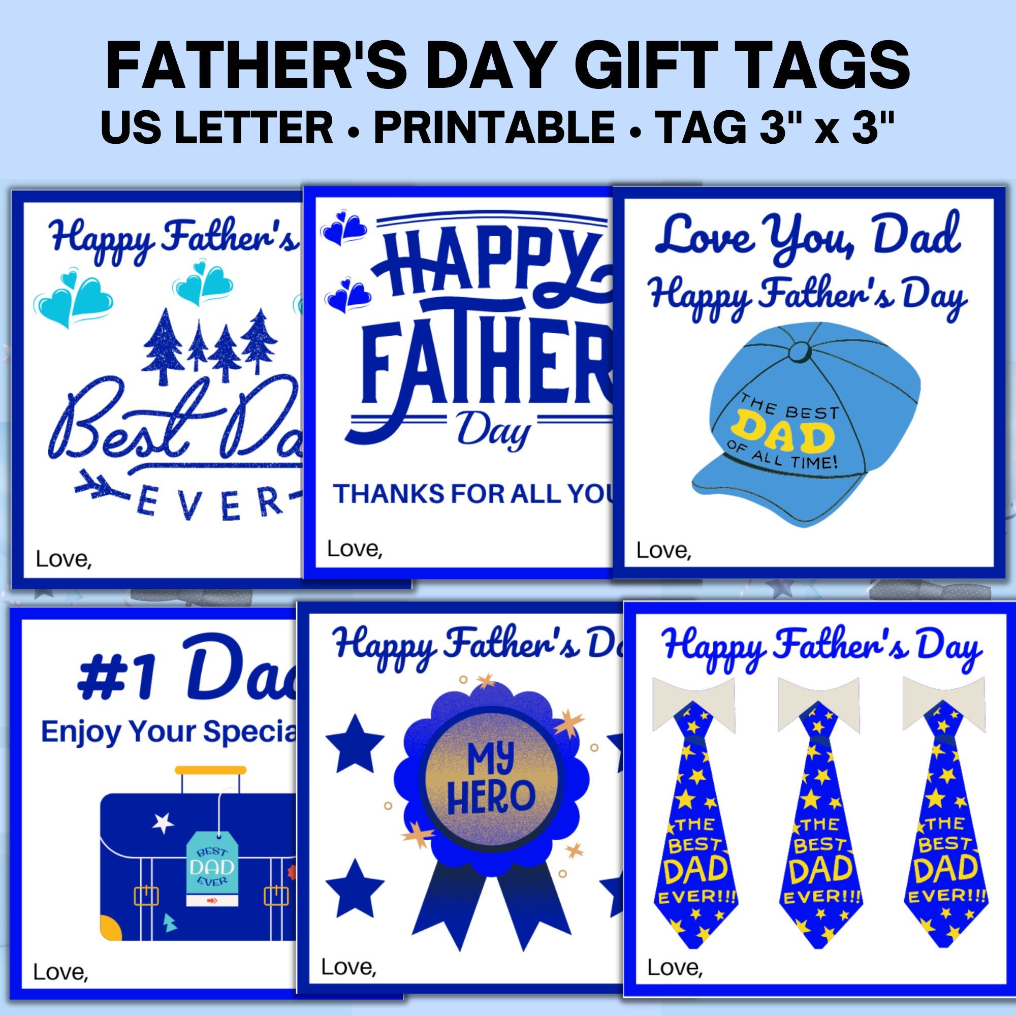Father's Day Gift Tags Printable, Best Dad Ever Gift Tag - Etsy