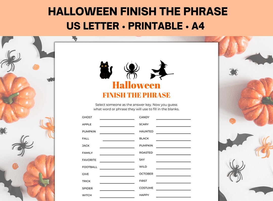 Halloween Finish My Phrase Game, Halloween Party Games Printable for ...