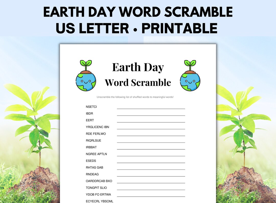 Earth Day Word Scramble Game, Earth Day Printable, Earth Day Activities ...