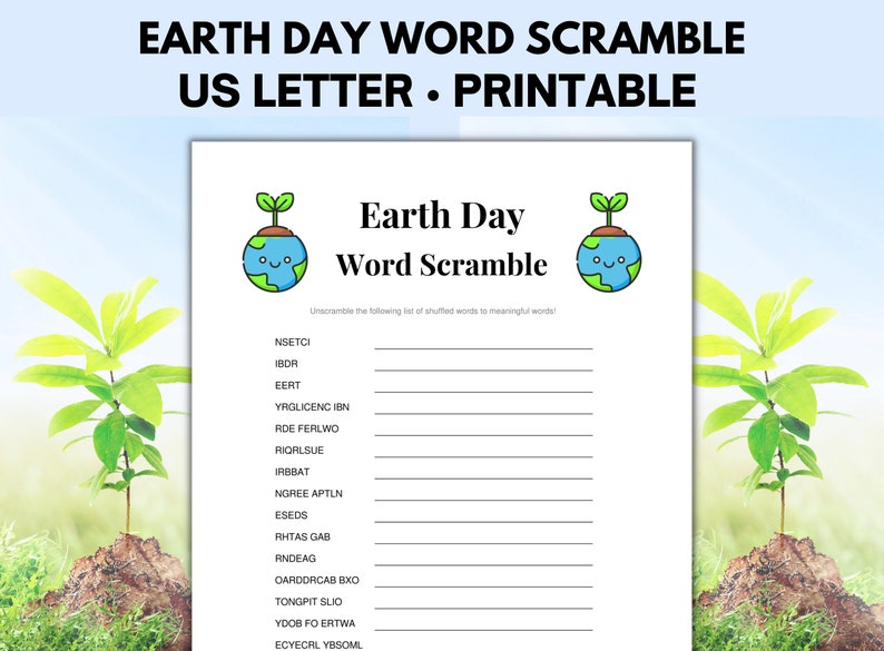 Earth Day Word Scramble Game, Earth Day Printable, Earth Day Activities ...