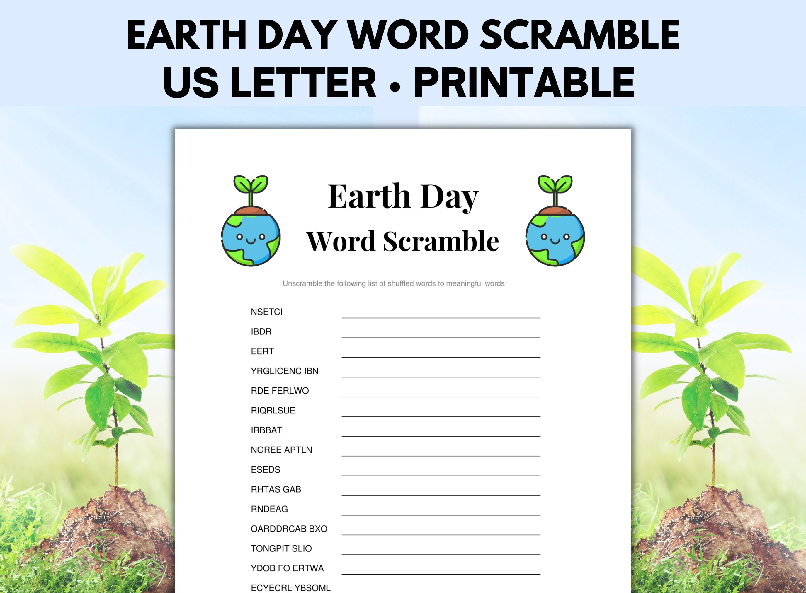 Earth Day Word Scramble Game, Earth Day Printable, Earth Day Activities ...