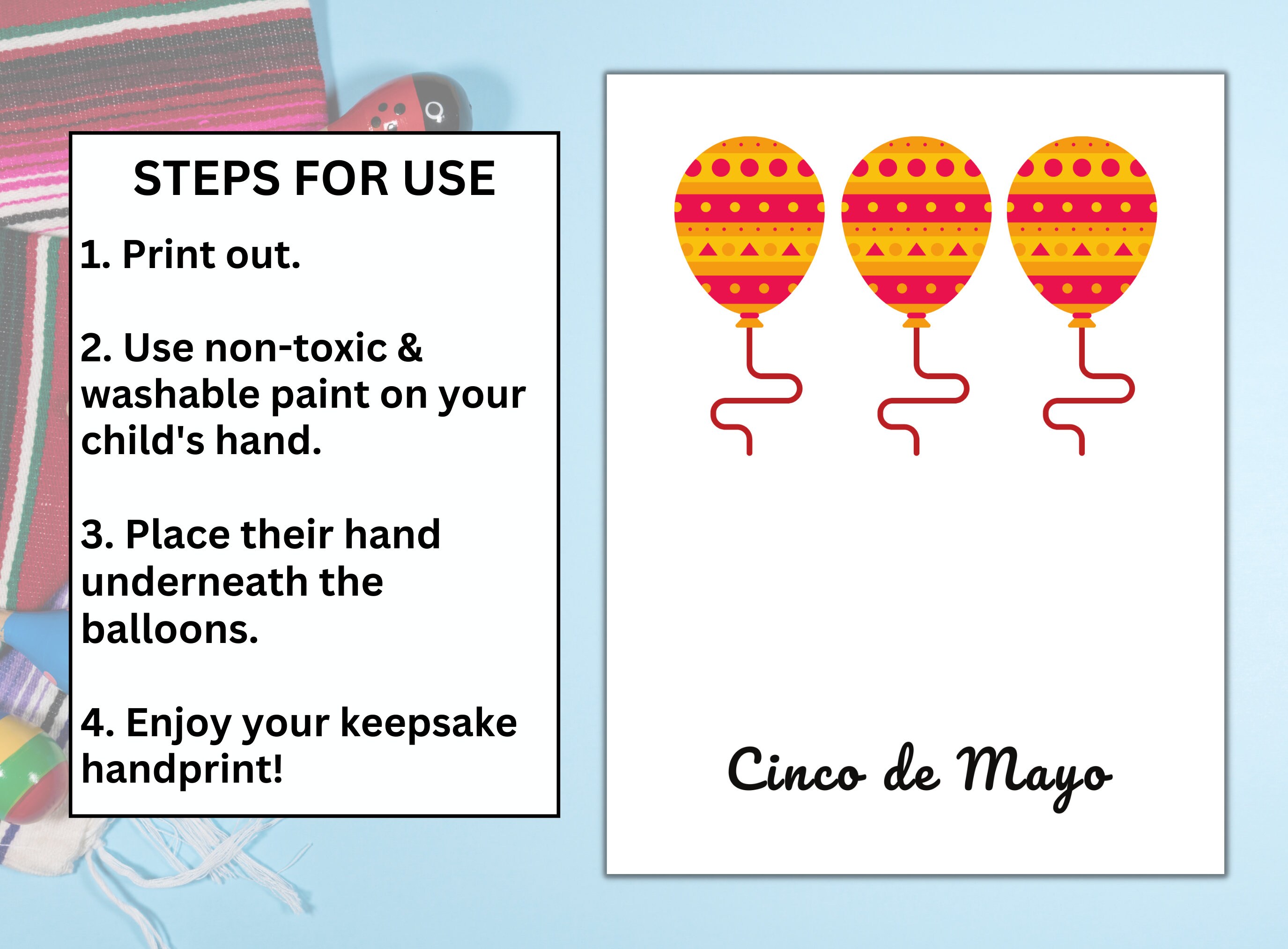 Cinco De Mayo Handprint Art for Kids and Toddlers, Handprint Craft for ...