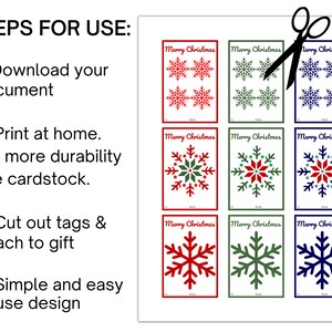 Christmas Snowflake Gift Tags Printable, Christmas Gift Tags, Gift Tag ...