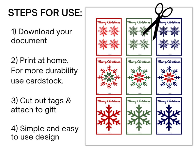 Christmas Snowflake Gift Tags Printable, Christmas Gift Tags, Gift Tag ...