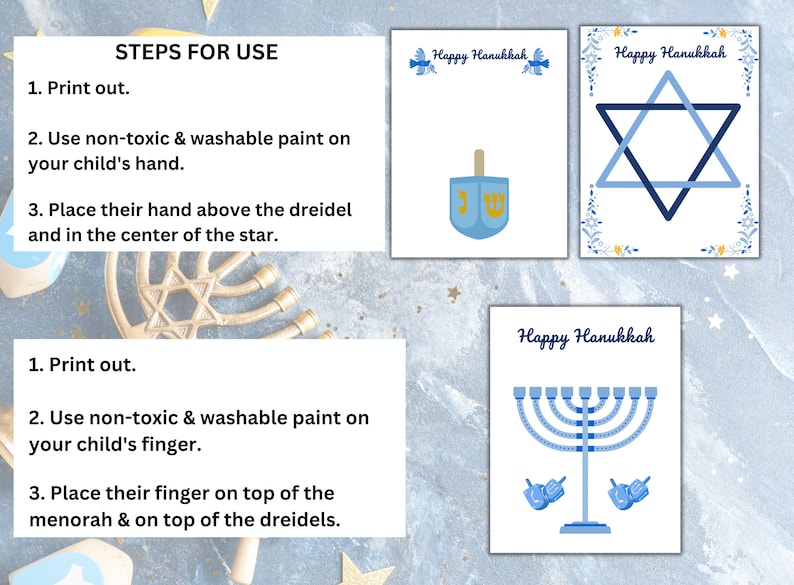 Hanukkah Handprint Art, Hanukkah Fingerprint Art, Handprint Keepsake ...