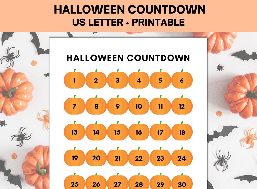 Halloween Countdown Calendar, Printable Halloween Activity, Holiday ...