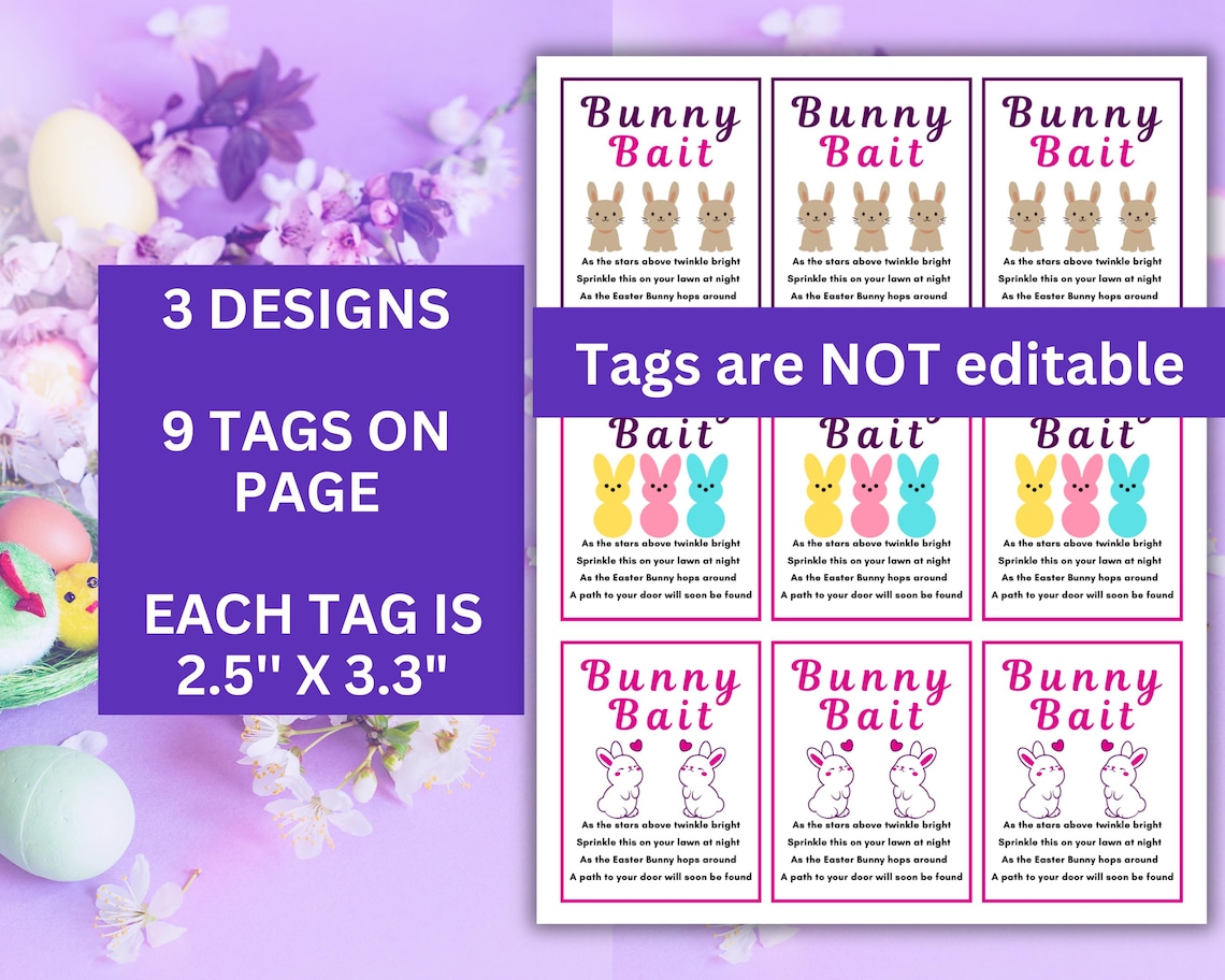 Easter Bunny Bait Tags, Easter Bunny Food, Classroom Easter Tag, Easter ...