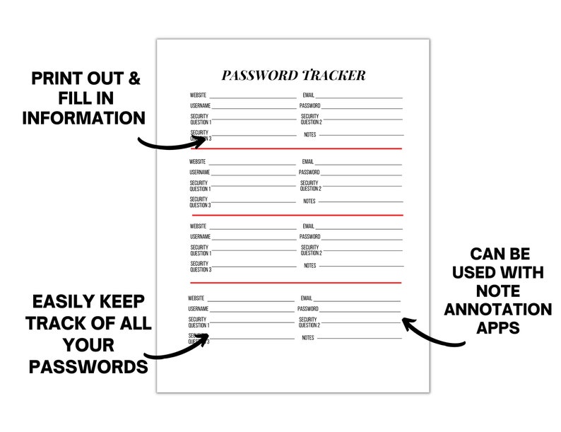 Password Tracker Printable, Password Keeper Organizer Log - Etsy