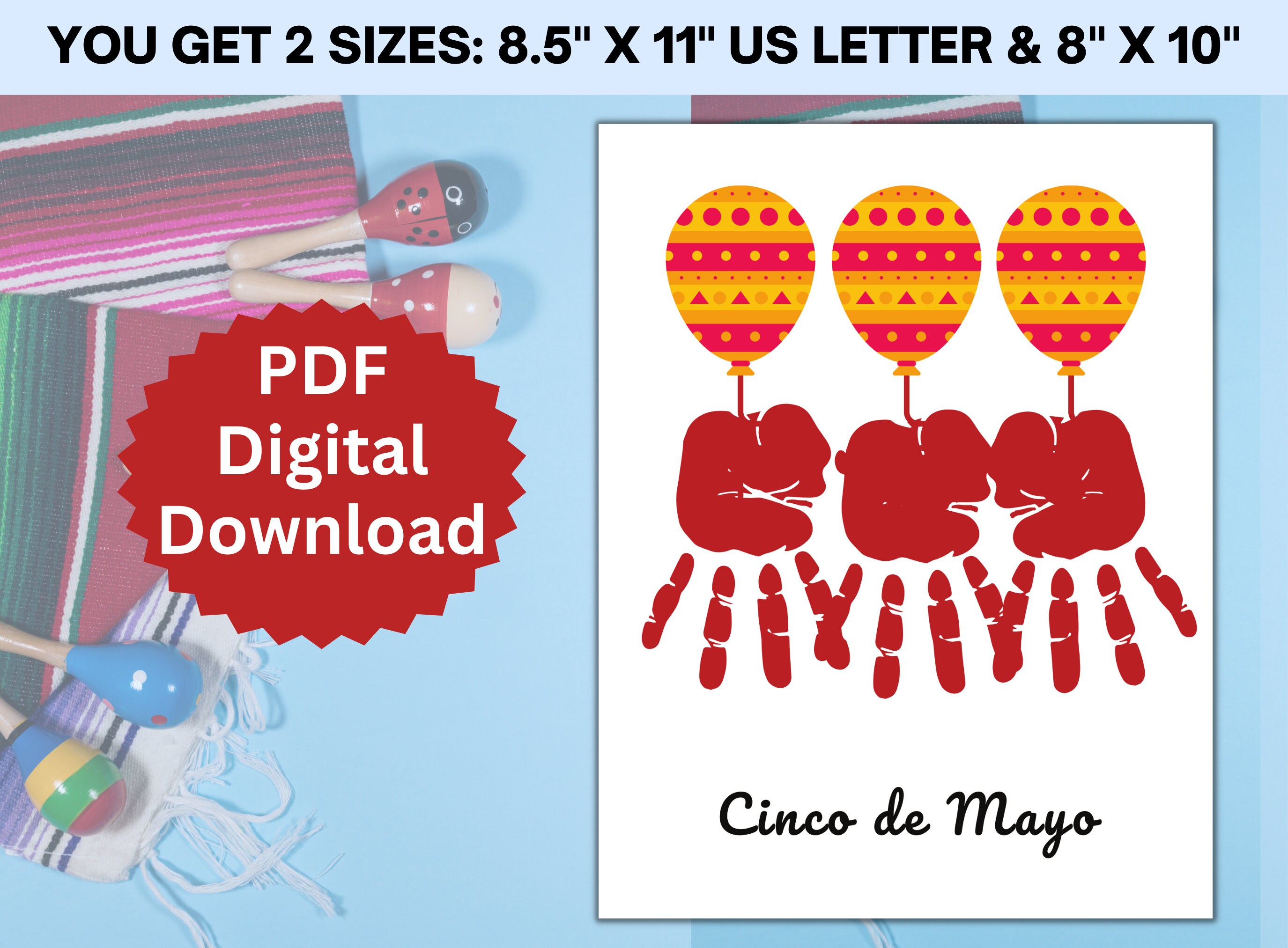 Cinco De Mayo Handprint Art for Kids and Toddlers, Handprint Craft for ...