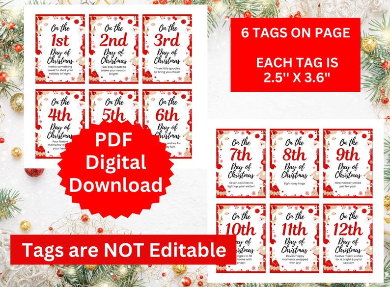 12 Days of Christmas Tags, 12 Days of Christmas Activities and Gift ...