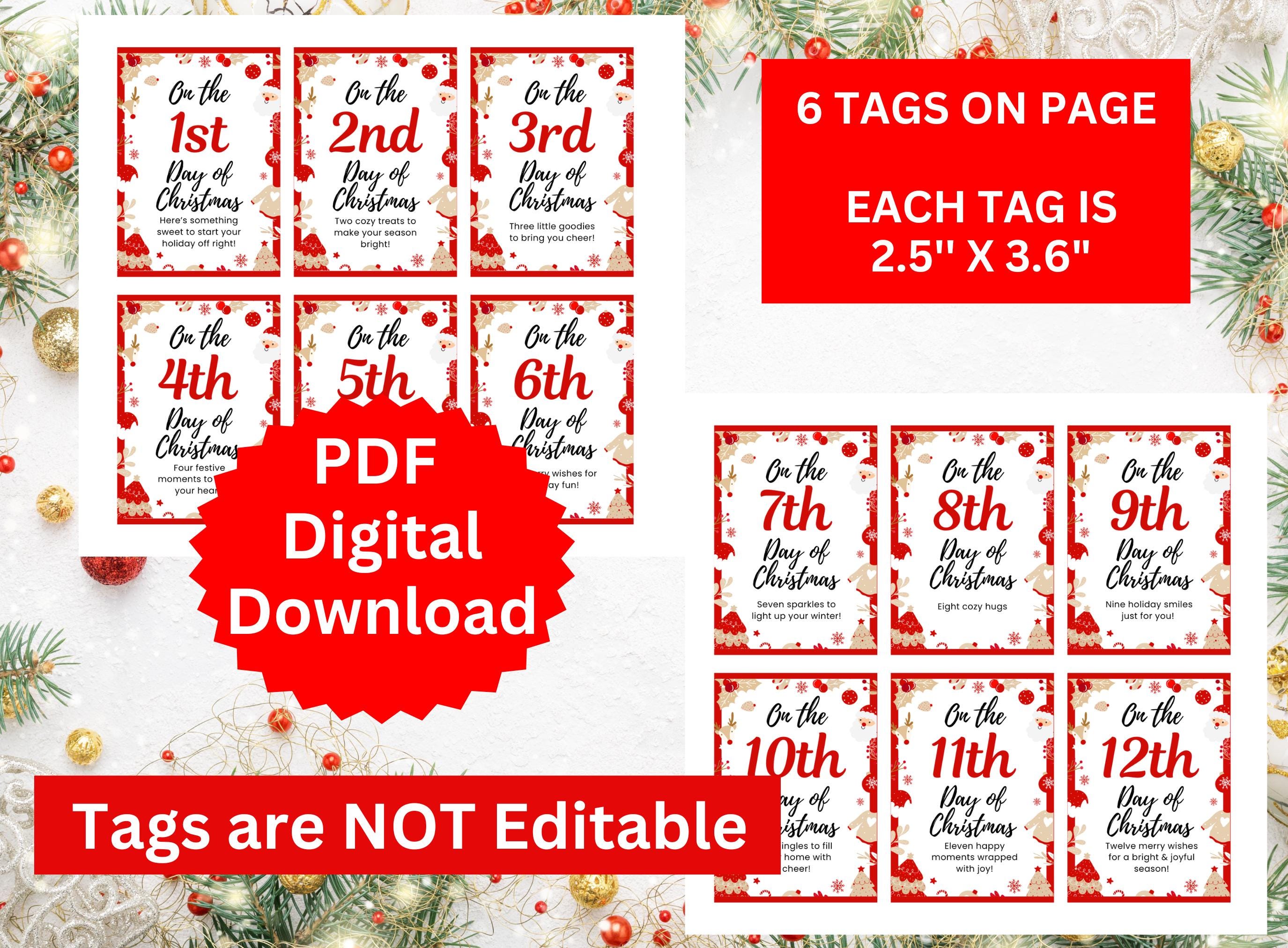 12 Days of Christmas Tags, 12 Days of Christmas Activities and Gift ...