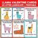 Llama Valentine Card, Valentines for Class, Student Valentines, Daycare ...