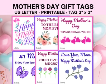 Mother's Day Gift Tags Printable, Gift Tags for Mom, Best Mom Ever Tag ...