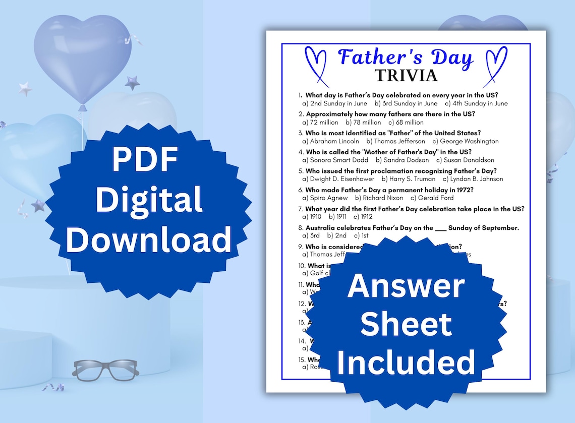 Father's Day Trivia, Dad Trivia, Father's Day Quiz Brunch Game ...