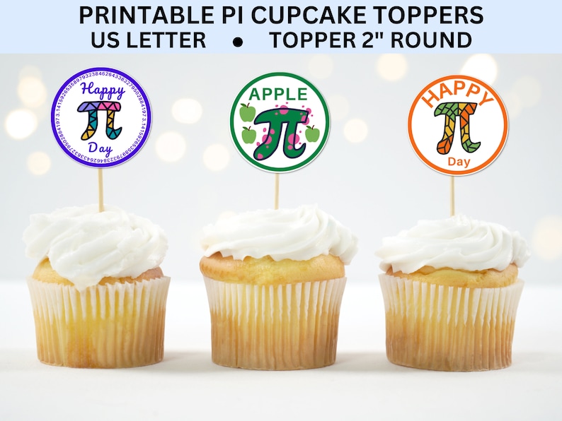 Pi Day Cupcake Toppers Printable, Pi Day Party Favors - Etsy