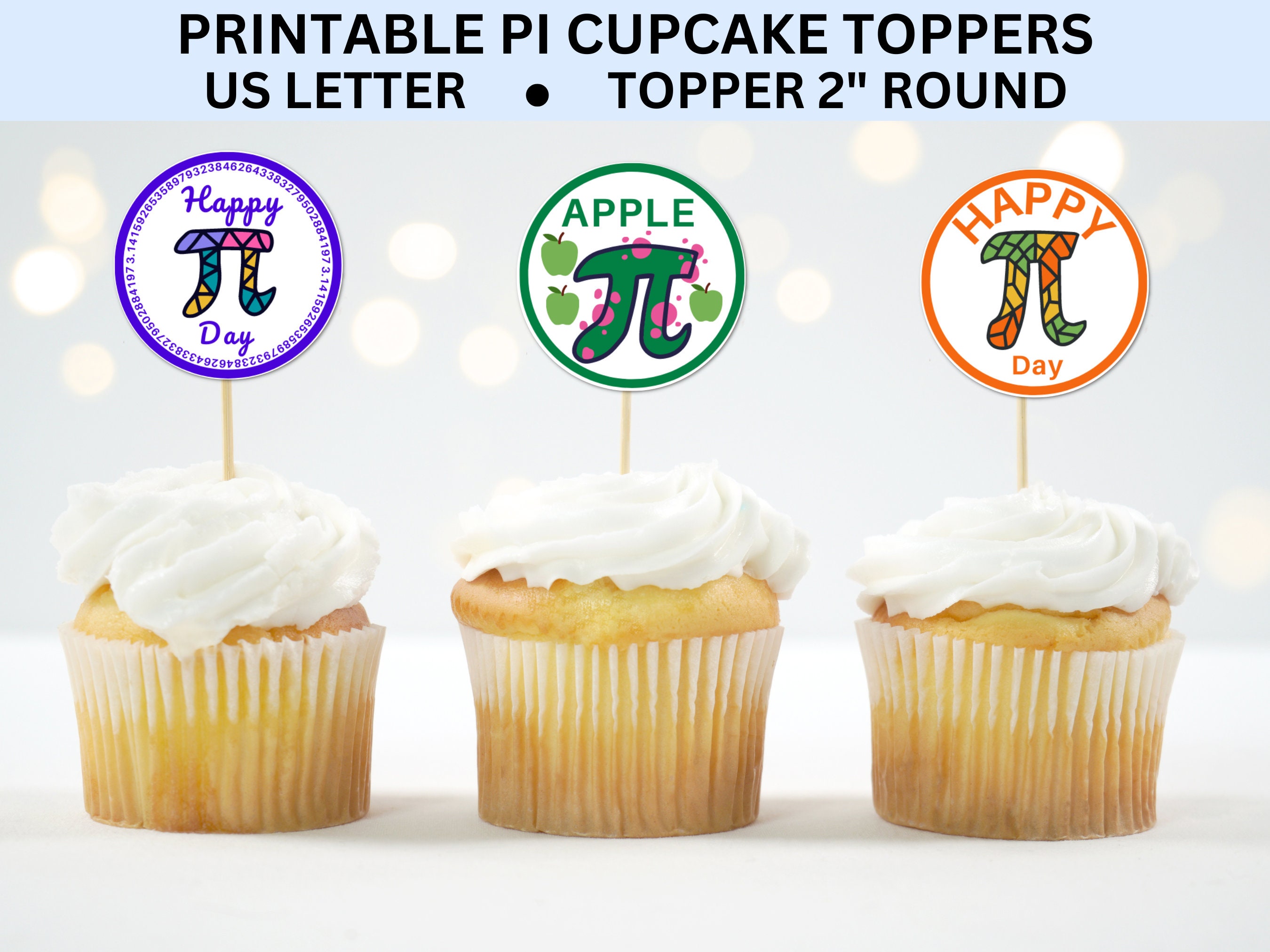Pi Day Cupcake Toppers Printable, Pi Day Party Favors - Etsy