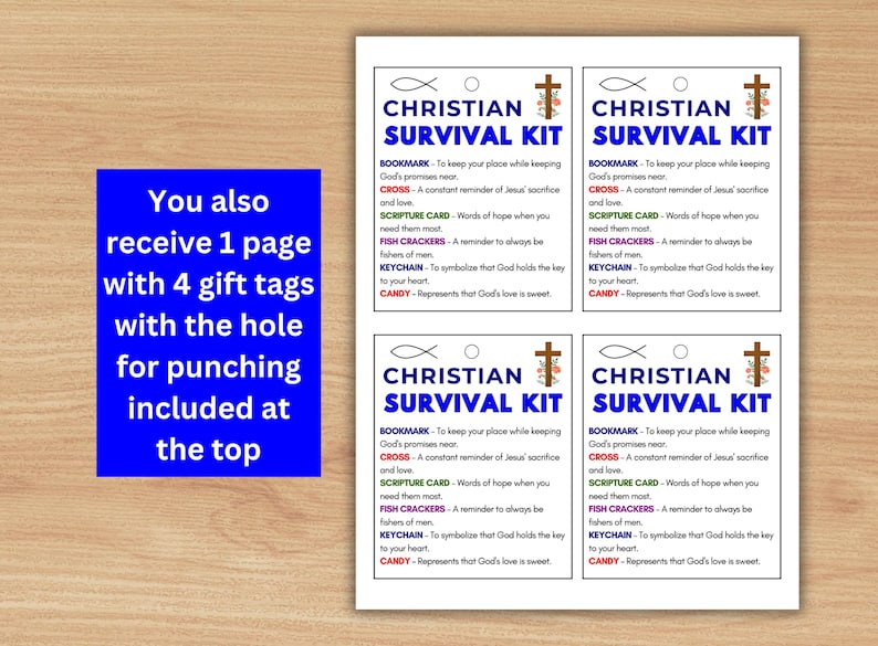 Christian Survival Kit Tags, Printable God Survival Kit, Spiritual ...