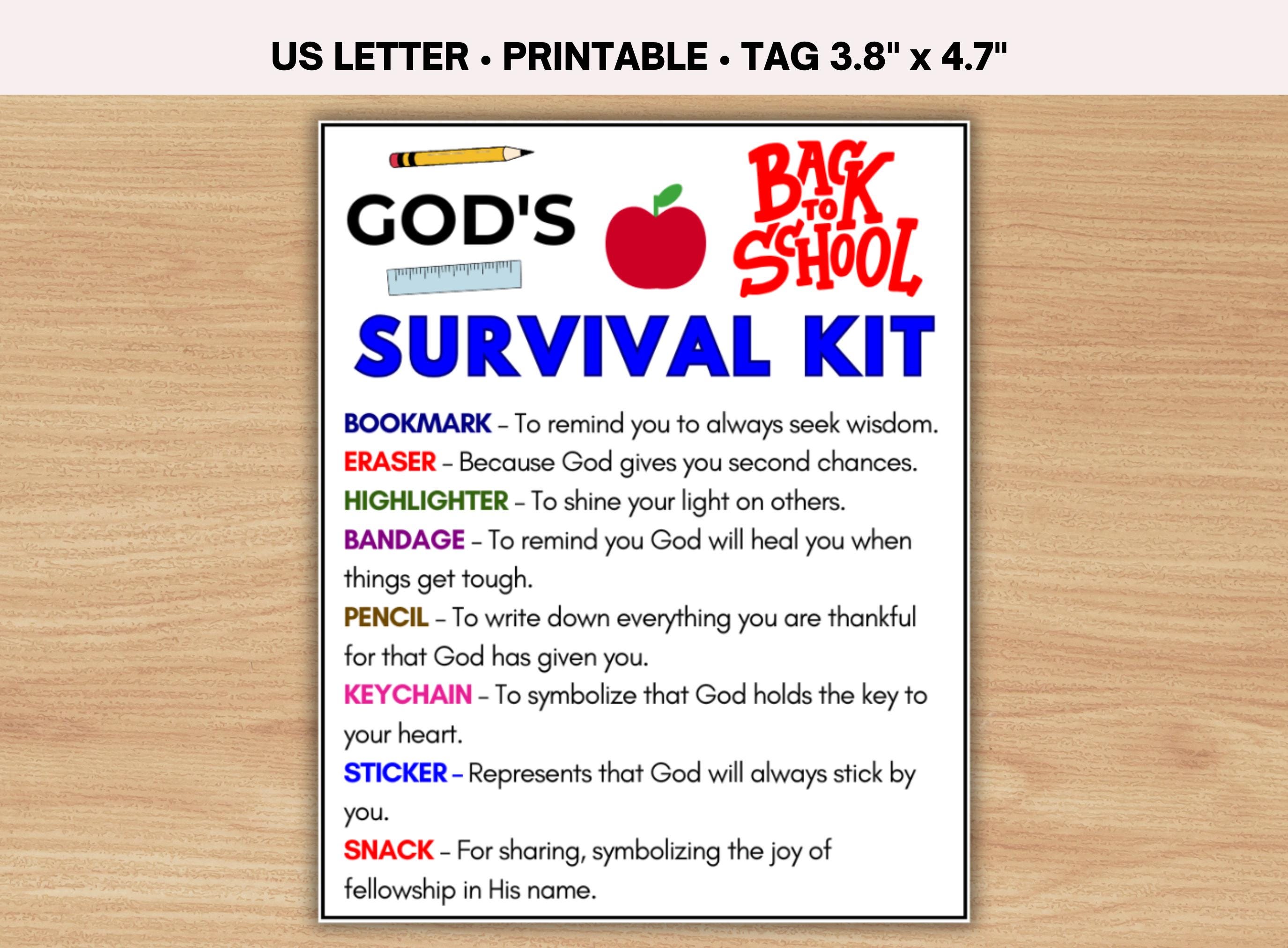 God's Back to School Survival Kit Tags, Christian Survival Kit, God ...