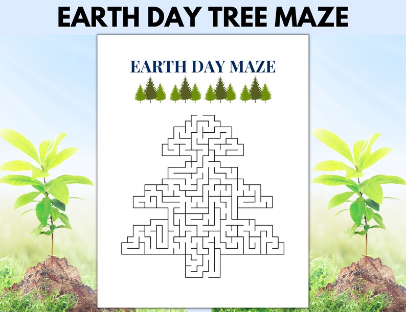 Earth Day Maze Printable Tree Maze, Earth Day Activities and Games - Etsy